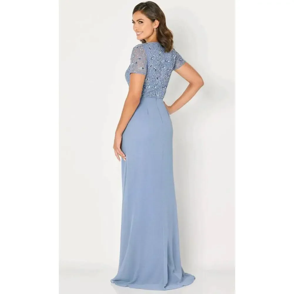 Dresses | Cameron Blake Cb794 Embroidered Floral Navy Gown Sz Xs Short ...
